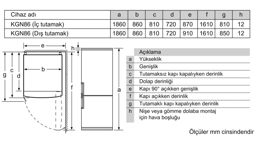 BOSCH KGN86AID2N Serie 6 Alttan Donduruculu Buzdolabı 186 x 86 cm
